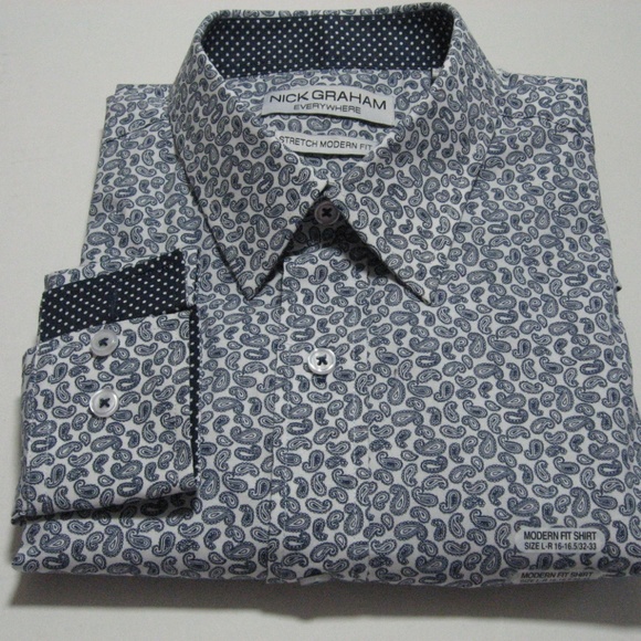 Nick Graham | Shirts | Nick Graham Mens Modern Fit Stretch Dress Shirt ...